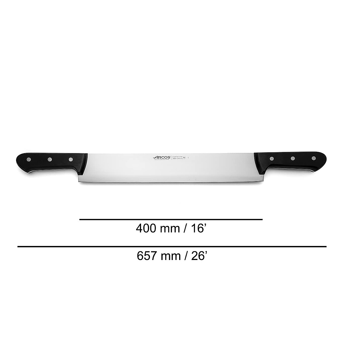 ARCOS Cheese Knife 16 Inch Nitrum Stainless Steel and 400 mm blade. 1150 gr. Ergonomic Polyoxymethylene POM Handle. Series Universal. Color Black