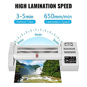 VEVOR Lamination Machine 12.6" Thermal Laminator Machine 4 Rollers System Portable Laminating Machine for Home School or Small Office Suitable for Use with Photos, Handouts or Other Laminating Needs