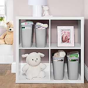 mDesign Plastic Small Trash Can, 1.5 Gallon/5.7-Liter Wastebasket, Narrow Garbage Bin with Handles for Bathroom, Laundry, Home Office - Holds Waste, Recycling, 10" High - Aura Collection - Gray