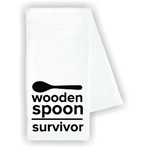 Kitchen dish towel Wooden Spoon survivor funny cute Kitchen Decor drying cloth…100% COTTON