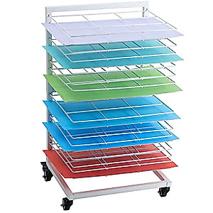 OFFICEROO Art Drying Rack for Classroom - 18 Removable Shelves - Efficient and Organized Drying Rack Art for Students' Masterpieces - Sturdy Paint Drying Rack with Lockable Wheels