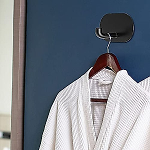 Adhesive Hooks Heavy Duty Stick On Wall Hooks Stainless Steel Kitchen Bathroom Hooks Rust-Proof Metal Hooks for Hanging Keys, Hat, Towel Robe, Black, Pack of 8