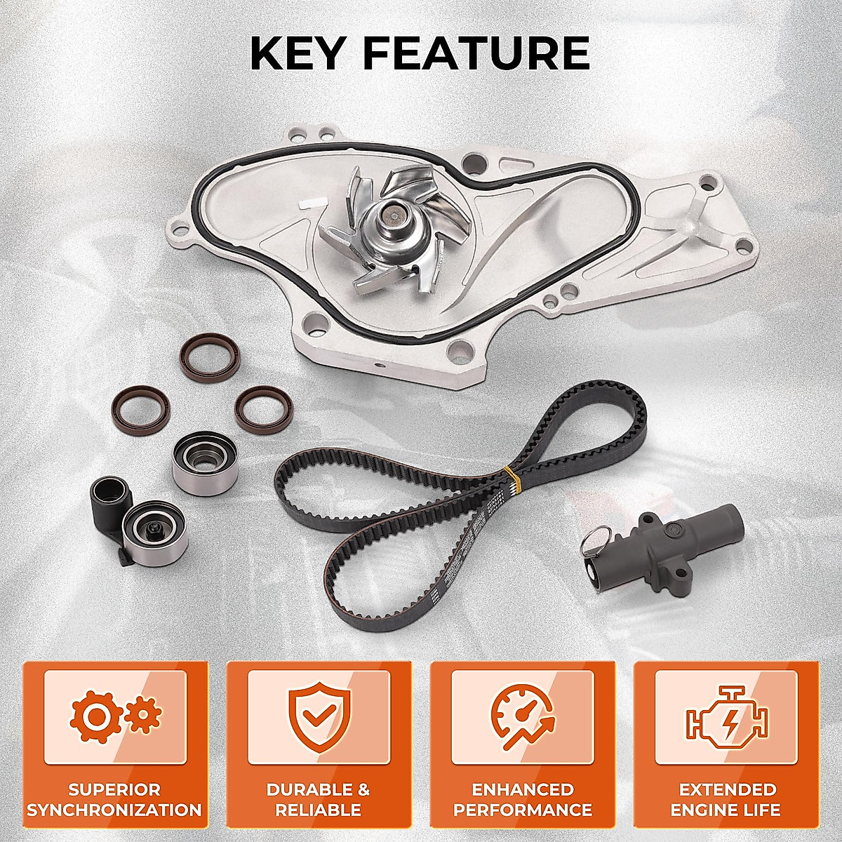 GEARZAAR Timing Belt Kit, With Water Pump Timing Belt Kit Compatible for Honda Accord Odyssey Pilot Ridgeline Acura MDX RL TL 3.0L 3.2L 3.5L 3.7L. Replace# TCKWP329 TKH-002 19200-RDV-J01 14510-RCA-A01