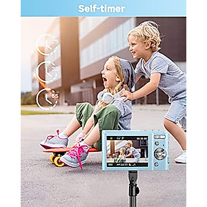 Digital Camera, Zostuic 48MP Autofocus Kids Camera with 32GB Card 1080P Video Camera with 16X Zoom, Compact Portable Small Cameras Christmas Birthday Gift for Children Kids Teens Girls Boys(Sky Blue)