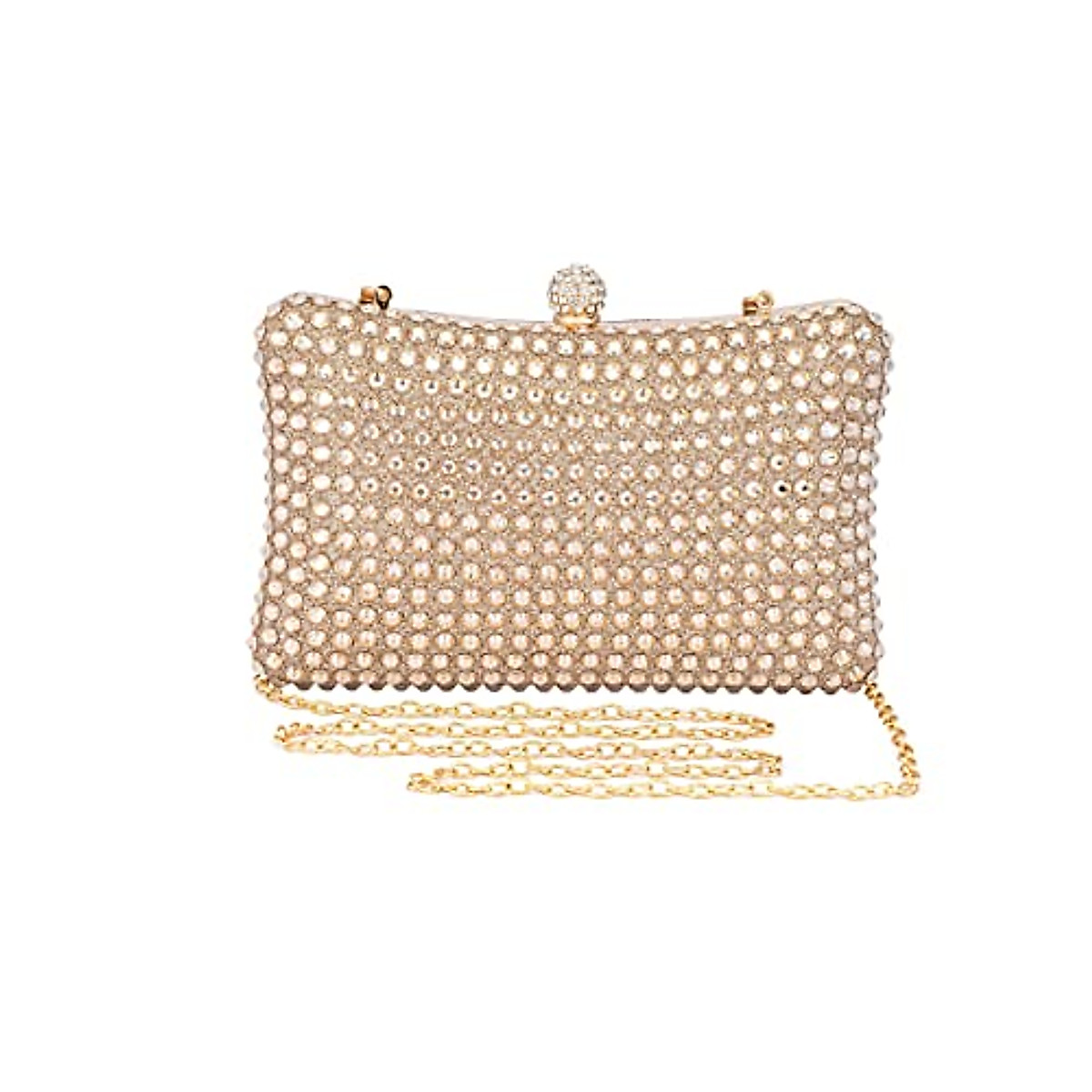 Mulian LilY Gold Evening Bags For Women Glitter Crystal Rhinestones Clutch Purse With Detachable Chain Strap M261