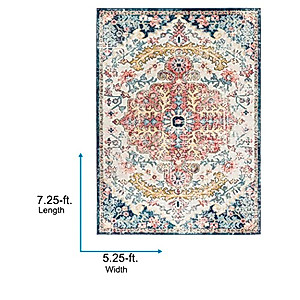 Livabliss Odelia Vintage Bohemian Area Rug,5'3" x 7'3",Garnet/Navy