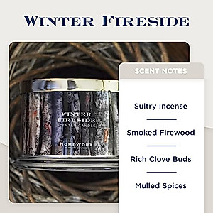 Premium Scented 4-Wick Candle, Winter Fireside, HomeWorx by Slatkin & Co - 18 oz - Long-Lasting Jar Candle, 30-55 Hours Burn Time - Sultry Incense, Smoked Firewood, Clove Buds & Mulled Spices