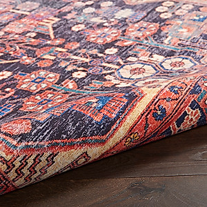 Nourison Fulton Traditional Red 5' x 7' Area Rug, Easy-Cleaning, Non Shedding, Bed Room, Living Room, Dining Room, Kitchen (5x7)