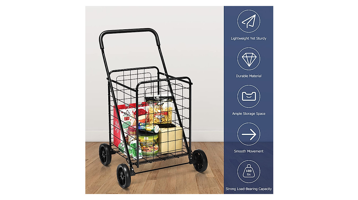 Heavy Duty Folding Shopping Cart for Groceries & More | Goplus