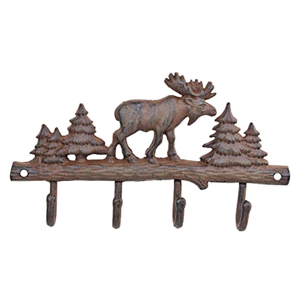 Cast Iron Moose Wall Key Rack Holder 4 Hooks Coat Hook Home Decor