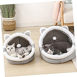 Ipetboom 1pc Cave Semi-Closed Semi Cozy and Cold Mat Toy Comfortable Warming Supplies Dogs Semi-Enclosed Nest Thickened Sleeping Winter Kitten Tent Removable House Cushion Kittens Cats Dog