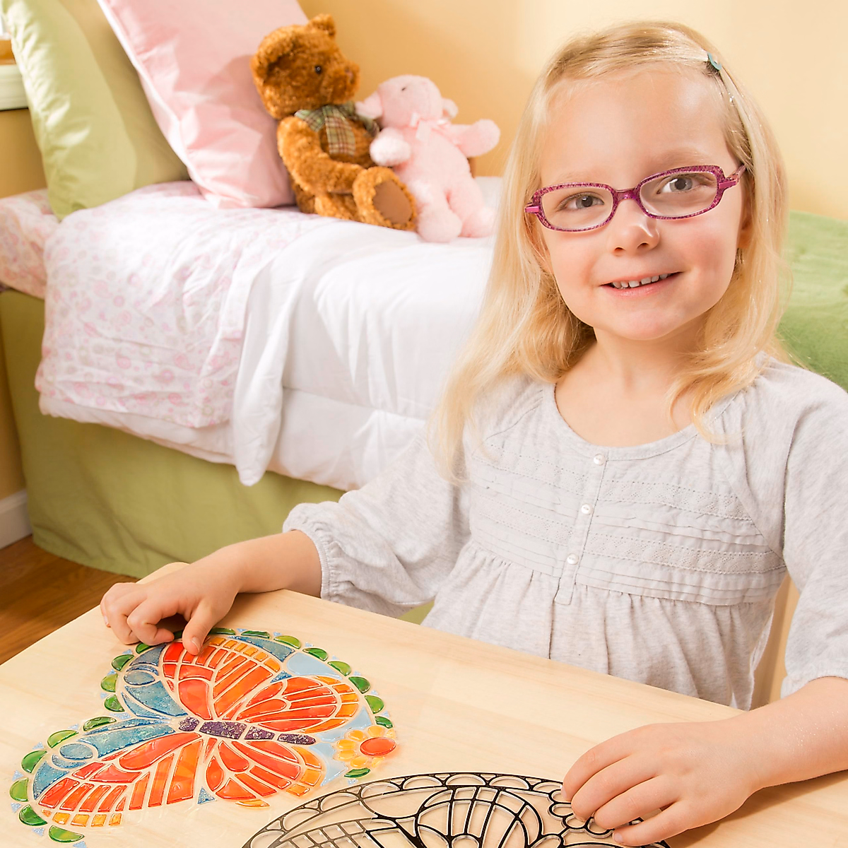 Melissa & Doug Stained Glass Made Easy Activity Kit: Butterfly - 140+ Stickers - Kids Sticker Stained Glass Craft Kit; Sun Catchers For Kids Ages 5+