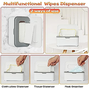 FAMOPLY 30 Pack Flannel Cloth Baby Wipes Reusabe Soft Baby Cloth Wipes with Wall Mounted Wipes Dispenser 8x8 inch Body Face Hand Washcloth Essential for Cloth Diapers