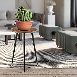 KINNARY Tall Plant Stand Indoor, Mid Century Wood Plant Stand Plant Table for Flower Pots, Heavy Duty Metal Plant Holder, Modern Home Decor Small Round Side End Table (11.8"x20")