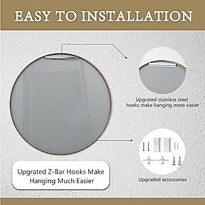 TITAMEG 24 inch Round Mirror, Round Bathroom Mirror, Gold Framed Round Wall Mirror, Circle Mirror for Wall, Bathroom,Bedroom, Living Room, Entryway