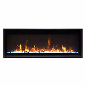 45" Extra Slim Indoor Only Electric Fireplace with Black Steel Surround