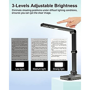 VIZOLINK 8MP Document Camera & Webcam with Noise-Canceling Microphone, A3-Size Capture, Auto Focus, 3-Levels Adjustable Brightness, for Live Demo, Home Office, Remote Teaching
