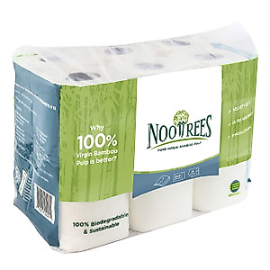 NooTrees Bamboo Toilet Tissue, Tree Free, 100% Biodegradable, Sustainable, Renewable and FSC Certified 3-ply Toilet Paper, 220 Sheets, 12 Rolls, Pack of 1
