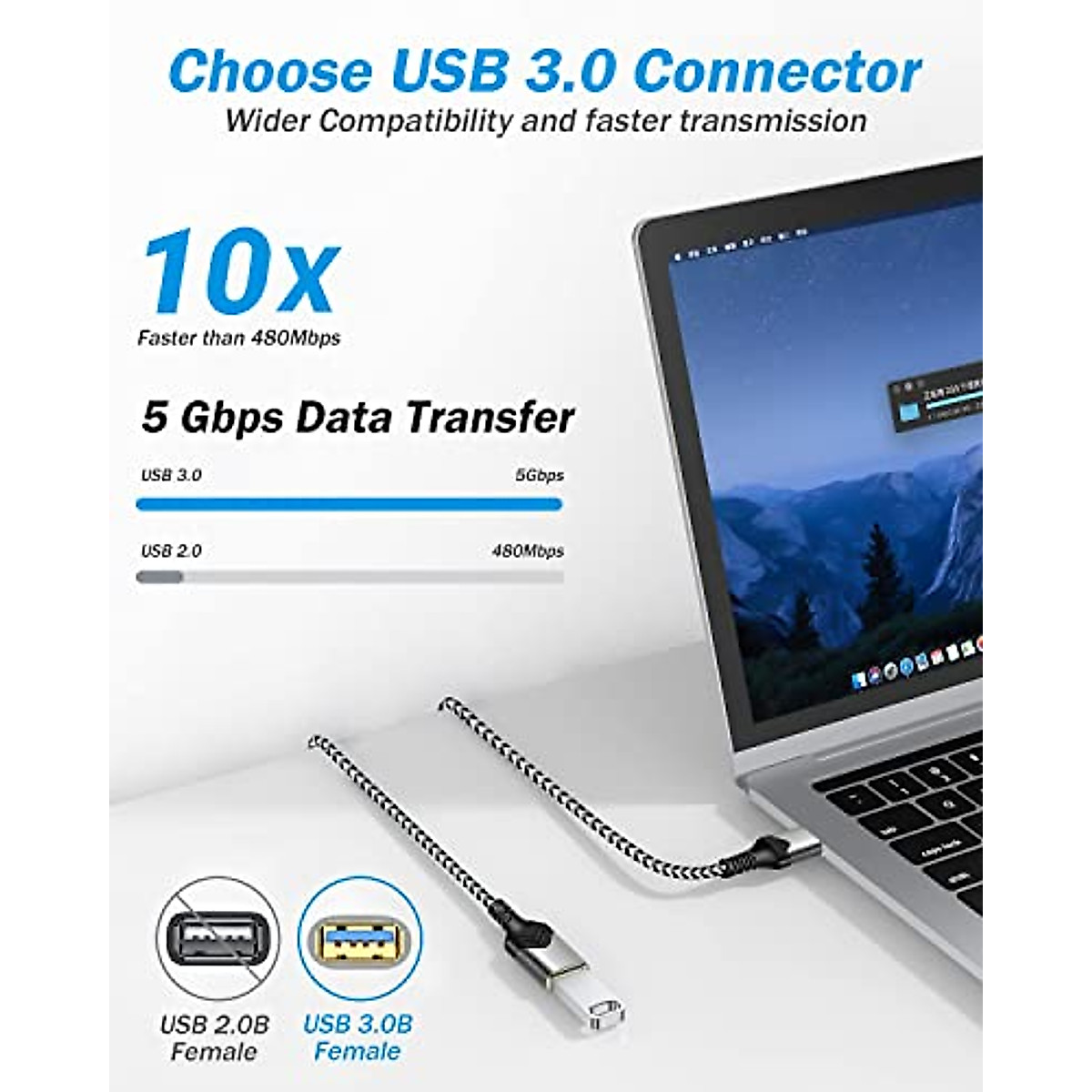 HNDJTY USB Extension Cable 3.3FT,USB Extender,USB 3.0 Extension Cable, Male to Female Cord High Data Transfer Compatible with Webcam,USB Keyboard,Flash Drive,Hard Drive,Printer, Oculus VR, Xbox