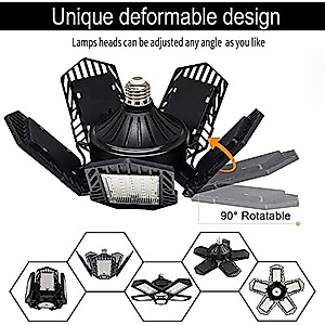 6 Pack LED Garage Lights,160W Deformable Garage Lights 16000Lumens Adjustable LED Garage Lighting,E26 Super Bright LED Garage Light 6000k Nature Light for Garage,Office,Warehouse