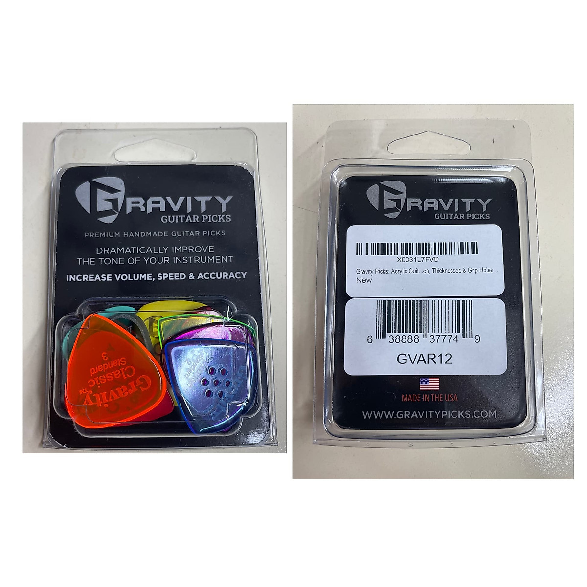 Gravity Acrylic Variety Pack Guitar Picks | Polished Bevels, Brighter, Louder Sound & Tighter Grip| Available in Different Packs - Made in the USA