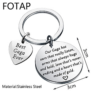 FOTAP Gaga Keychain Gaga Jewelry Best Gaga Ever Jewelry Gaga Gift Best Gaga Gift Gaga Appreciation Gift Grandma Jewelry (Gaga Keychain)