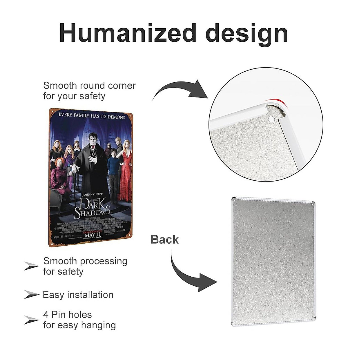 Dark Shadows Tin Sign Retro Metal Movie Poster Art Wall Home Decor 8x12 Inches