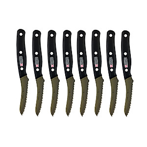 Miracle Blade World Class Quality 4'' Steak Knife Set, 9 Piece: 8 Steak Knives with a Mini Wood Block