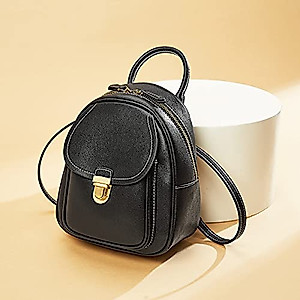 LAORENTOU Cowhide Mini Leather Backpack for Women Small Backpack Purse, Ladies Shoulder Handbags Valentines Day