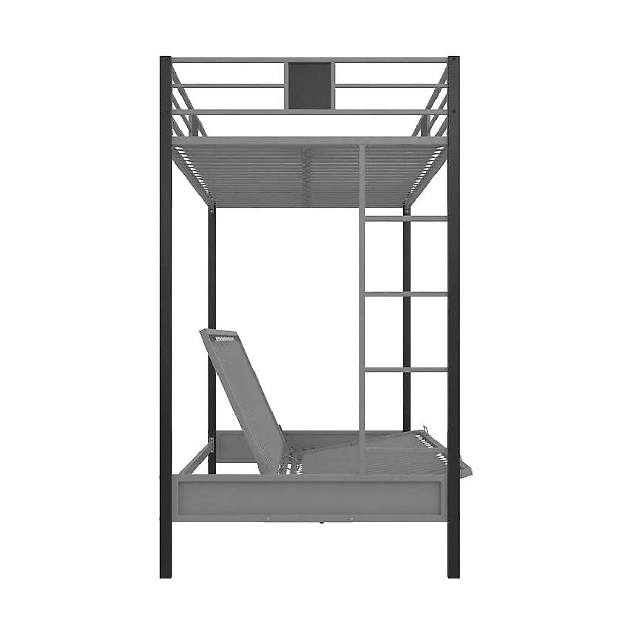 DHP Silver Screen Metal Bunk Bed with Ladder, Black, Twin