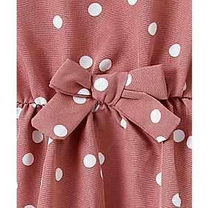 Focamia Pink V Neck Ruffle Short-Sleeve Splicing Butterfly and Floral Print Dress for Mom and Me (as1, Age, 6_Months, Pink Dots, 6 Months)