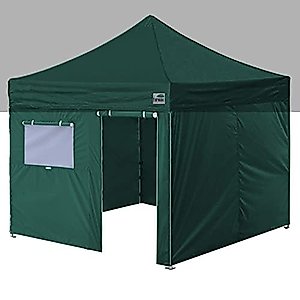 Eurmax USA Full Zippered Walls for 10 x 10 Easy Pop Up Canopy Tent,Enclosure Sidewall Kit with Roller Up Mesh Window and Door 4 Walls ONLY,NOT Including Frame and Top（Forest Green）