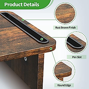 Zimilar Dual Monitor Stand Riser, Monitor Stand with Adjustable Length and Angle, Wood Monitor stand for desk, Monitor Riser for 2 monitors with Storage Space (Rust Brown Large)