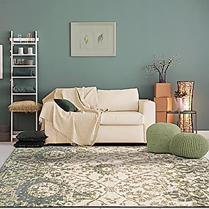 SUPERIOR Indoor Large Area Rug with Jute Backing, Vintage Floral Decor for Bedroom, Living Room, Kitchen, Dining, Office, Dorm, Entryway, Hardwood Floors, Pendleton Collection, 8' x 10', Multi- Color