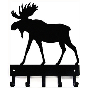 The Metal Peddler Moose Key Rack Hanger - Large 9 inch Wide - Made in USA; Wall Mount