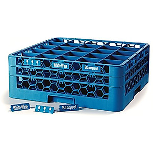 Carlisle FoodService Products RG16-214 FBA_RG16214 16 Compartment Glass Rack with 2 Extenders, 7.12", Blue