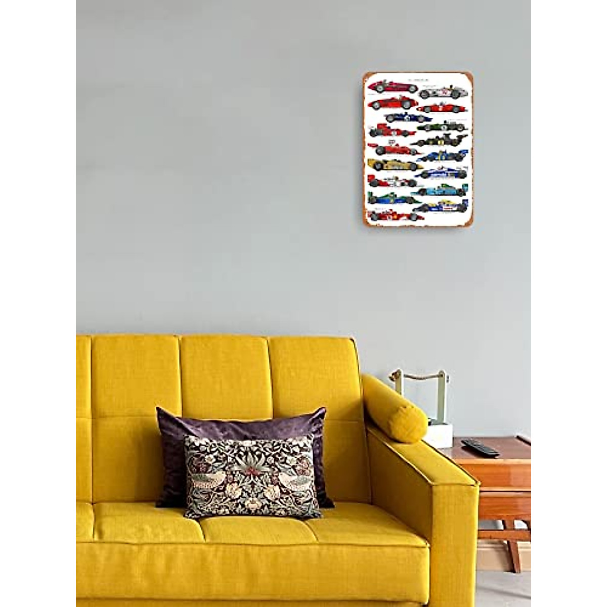 WASUBEA Metal Tin Sign Iconic Formula One Cars Poster Car Racing Print Motor Racing Poster Wall Art Living Room Posters 12x8inch 8inchx12inch