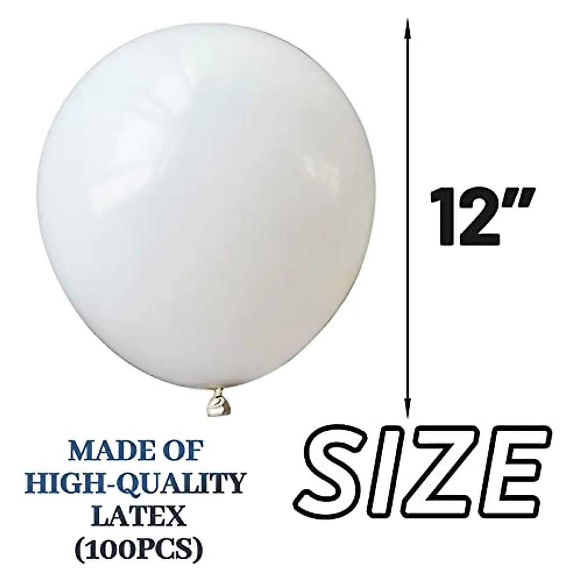 White Balloons 100 Pack, Round Latex Party Balloons12 inch, Thickened white matte balloons Can be filled with Helium for Birthday Wedding Graduation