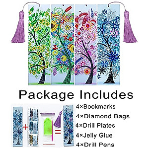 Diamond Bookmarks for Christmas: Four Seasons Trees Bookmarks and 3 Mandala Diamond Art Bookmarks