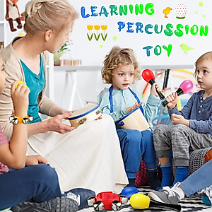 60 Pcs Shaker Musical Instruments Kids Music Party Favor Baby Learning Percussion Toy, Including 20 Pcs Wrist Hand Band Jingle Bells, 20 Pcs Egg Shakers and 20 Pcs Maracas Rattle Shaker Sand Hammers