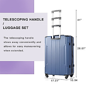 Merax 28 Inch Checked-Large Luggage with Wheels Aluminum Alloy Corner Hard Shell Suitcase TSA Luggage Suitcases for Travel Woman Men(Blue)