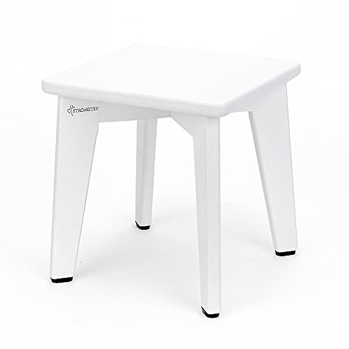 StrongTek Bamboo Step Stool for Kids and Adults, Eco-Friendly, Sturdy and Versatile Short Foot Stool for Bathroom, Kitchen, Bedroom, Compact 10-inch Small Wood Stool, Plant Stand (White)