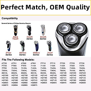 HQ8 Replacement Heads for Philips Norelco Shavers,HQ8 Blades Compatible with Philips Norelco Aquatec HQ8 Series Shaver,Razor Blades for PT720 AT880 AT810 Heads，3 PACK