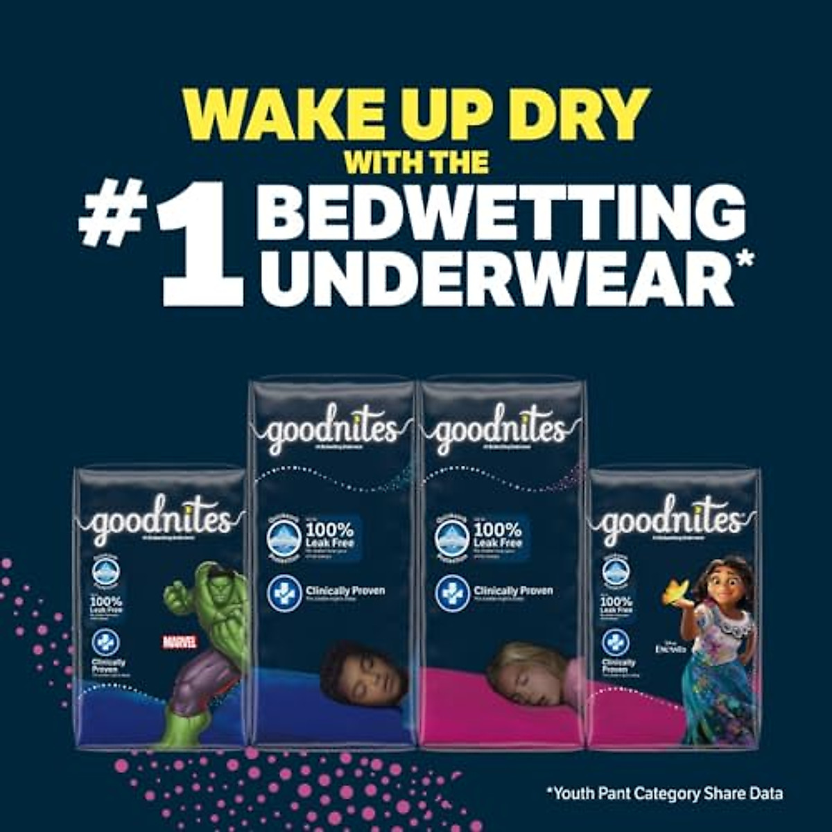 Goodnites Girls' Nighttime Bedwetting Underwear, Size S/M (43-68 lbs), 14 Ct