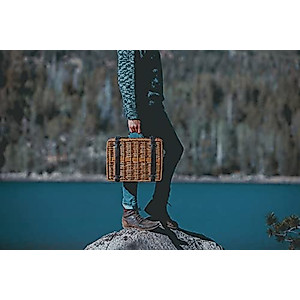 PICNIC TIME Champion Picnic Basket for 2, Large Wicker Hamper Set with Cutlery Service Kit (Black with Brown Accents)