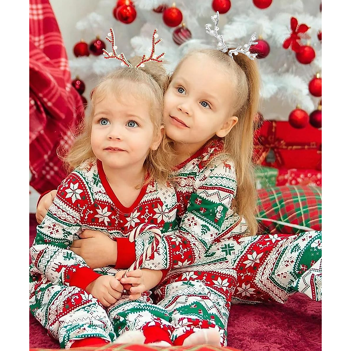 Hapdoo 2Pcs Christmas Reindeer Ponytail Bun Holder, Metal Banana Clips Hair Strong Hold Decorative Hair Claw Clips for High Ponytail, Xmas Hair Jaw Clips Barrettes Styling Accessories for Women Girls