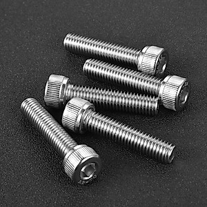 M5-0.8 x 12mm Socket Head Cap Screws 304 Stainless Steel 18-8 A2-70 Allen Socket Hex Drive Bolts, Fully Threaded. 50PCS