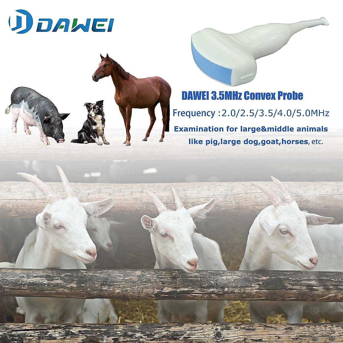 DAWEIanimed Veterinary Ultrasound Scanner Laptop Ultrasound Machine with 3.5Mhz Convex Probe for Animals Dog,Goat,Pig,Sheep use