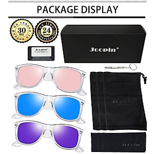 Joopin Oversized Square Sunglasses Polarized Sun Glasses UV400 Clear Frame Shades for Women Men Trendy Mirrored Sunnies (Pink + Blue + Purple)