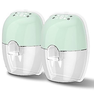 Wearable Breast Pump, 2 Pack Double Wireless Pump with Comfortable Double-Sealed Flange, 3 Modes & 9 Levels Electric Pump Portable, Smart Display, 24mm